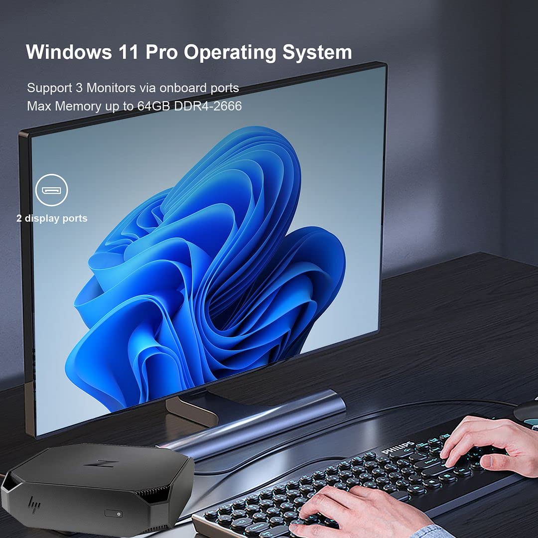 HP Z2 Mini G4 Workstation Desktop Micro PC,Core i9 Intel 9th Win 11 Tiny Computer ,32GB DDR4 Ram,2TB NVMe M.2 SSD + 1TB HDD,Built in Wifi,BT,DP,Wireless K&M,TJJ Mouse Pad (Renewed)