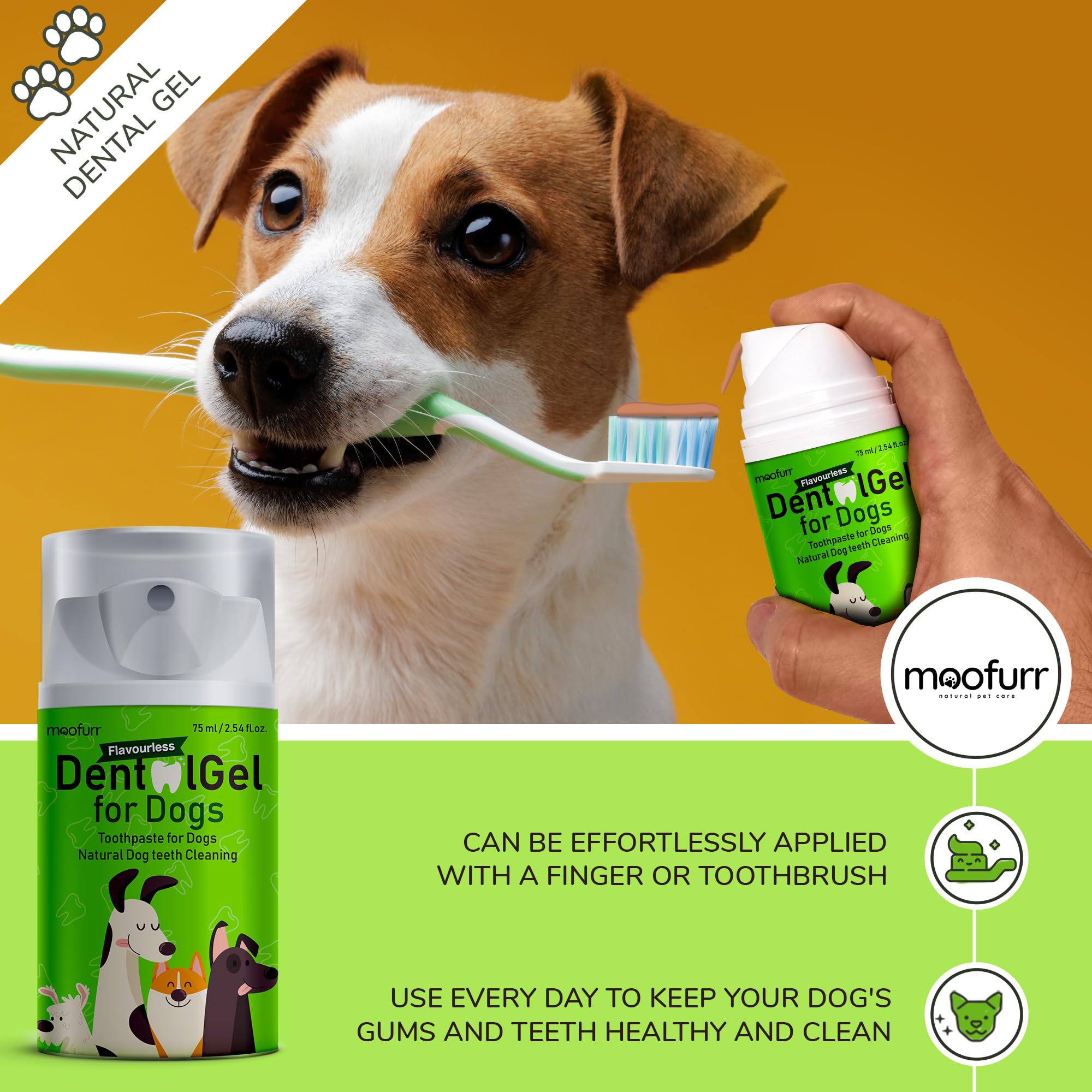 Moofurr Dog Toothpaste - Natural Flavourless Toothpaste I Against Tartar I Plaque Removal I Dental Care for Dogs