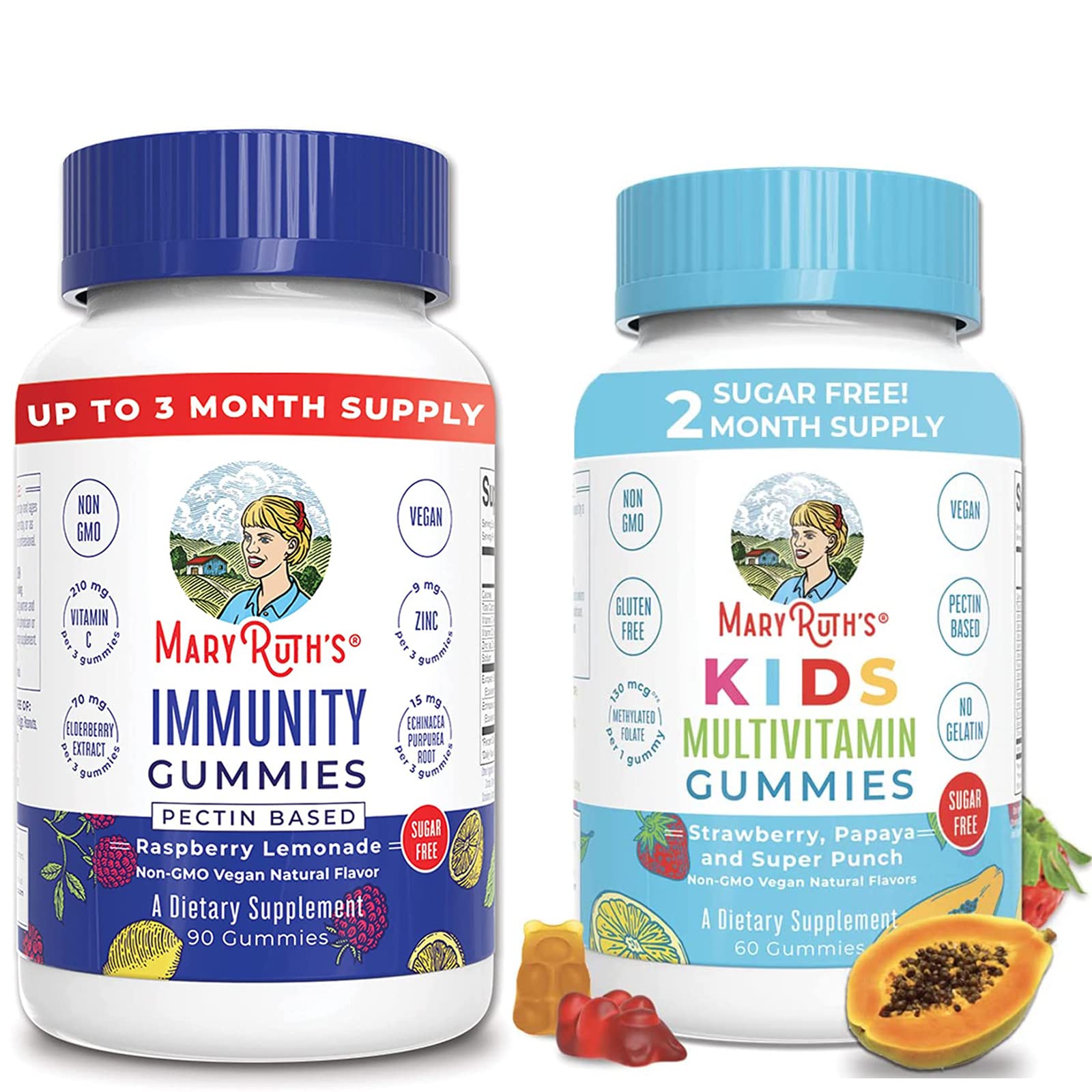 Elderberry Gummies for Immune Support (Sugar Free) & Kids Multivitamin Bundle | Powerful Blend of Zinc, Elderberry, Vitamin C, Vitamin D, and Echinacea for Kids & Adults | Immune Support for Kids