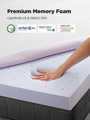 PERLECARE 3 Inch Gel Memory Foam Mattress Topper for Pressure Relief, Premium Soft Mattress Topper for Cooling Sleep, Non-Slip Design with Removable & Washable Cover, CertiPUR-US Certified - King
