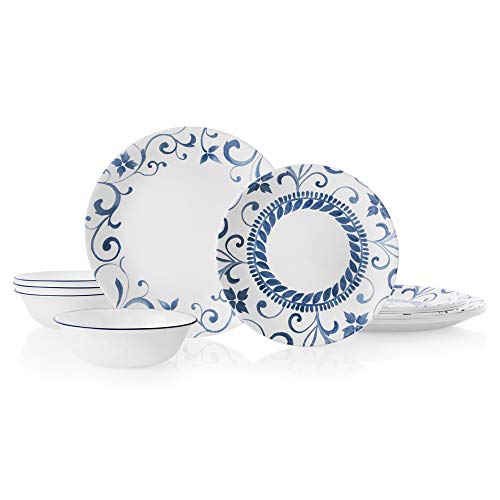 Corelle Boutique Round 12-Piece Dinnerware Set, Service for 4 (Mountain Blossom)