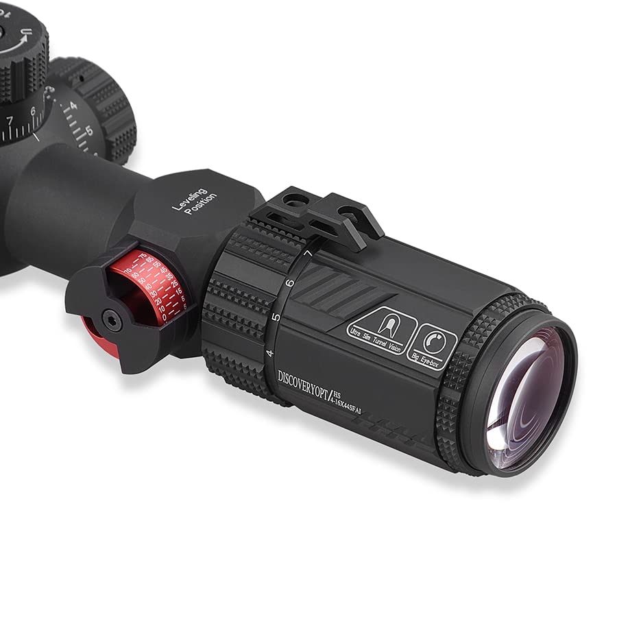 DISCOVERYOPT 4-16x44 (FFP) First Focal Plane Rifle Scope with Angle-Indi Cator, High Shock Resistance Stretch Lock Hunting Scope with 2* Scope Mount (11mm Ring+Scope)