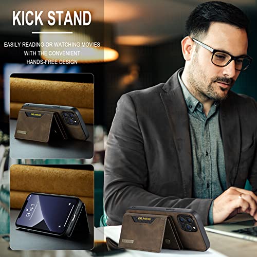 SZHAIYU Leather Wallet Phone Cases Compatible with iPhone 14 Pro Max Case with Card Holder Men 6.7'' 2 in 1 Detachable Back Cover (Coffee,IP 14 Pro Max)