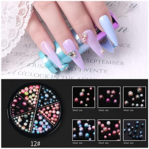 Disc 6 Grid Nail Jewelry Metal Pearl Flat Bottom Drill Combination Special Shaped Creative Accessories DIY CmQ167 (H, One Size)