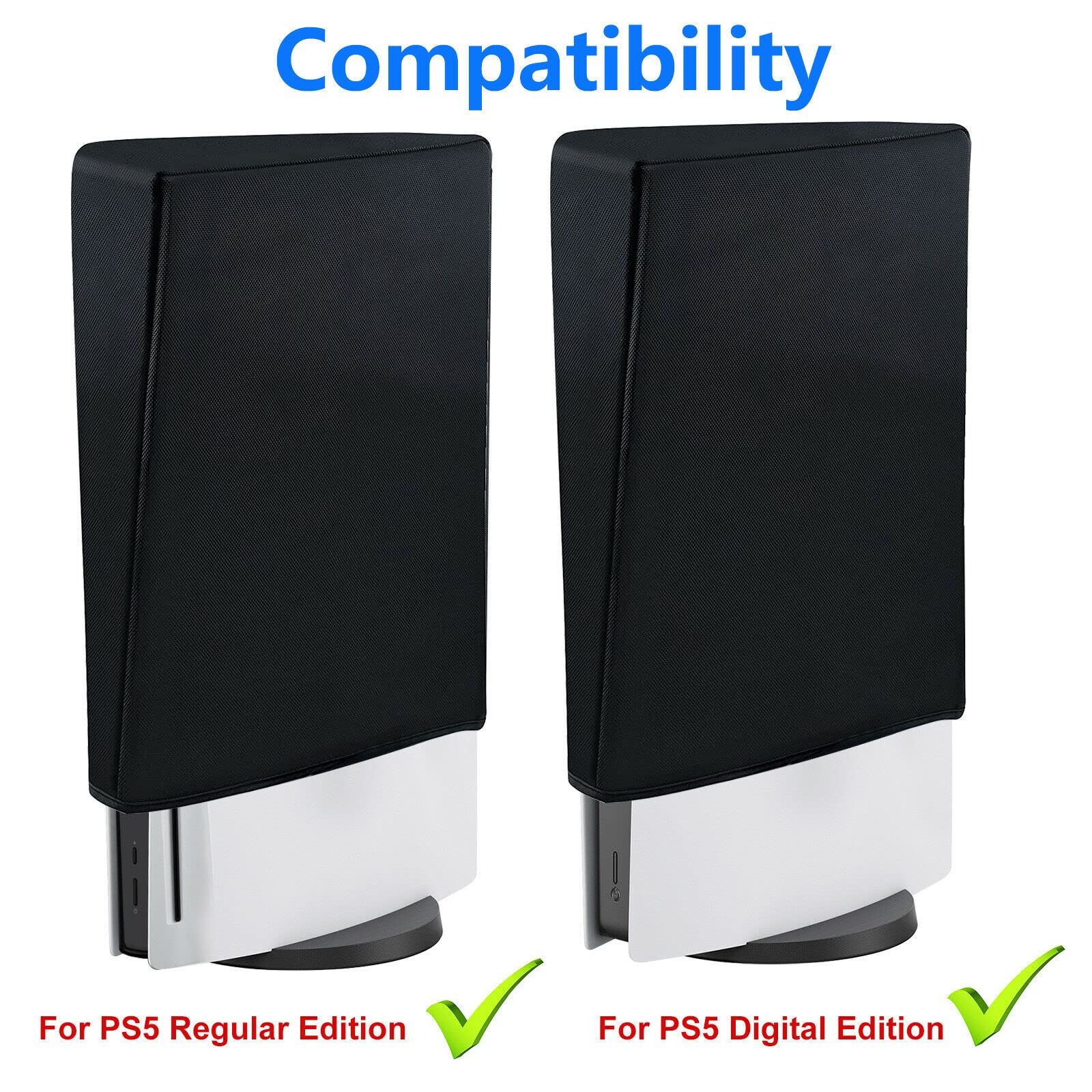 Dust Cover For PS5 Console, Oxford Fabric Anti-Scratch Waterproof Dust Guard With Back Cable Port For SONY Playstation 5 Console Digital & Disk Version Accessories (Black)