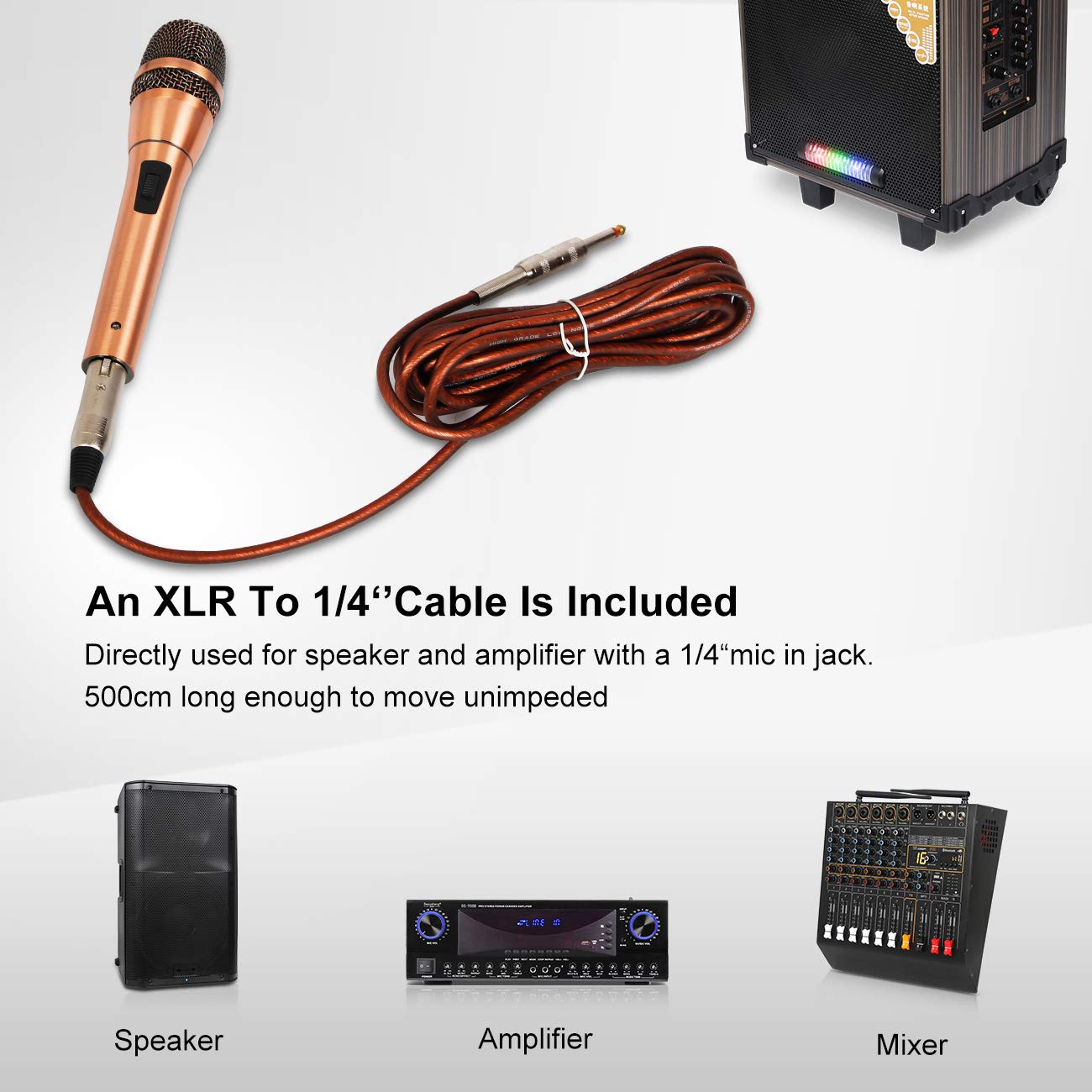 Depusheng Universal Wired Uni-Directional Handheld Dynamic Microphone Noise Isolation Microphone Gold