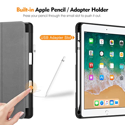 Fintie SlimShell Case for iPad 6th Generation 2018 / iPad 5th Gen 2017/ iPad Air 2 / iPad Air - [Built-in Pencil Holder] Soft TPU Back Cover w/Auto Wake Sleep for iPad 9.7", Emerald Marble