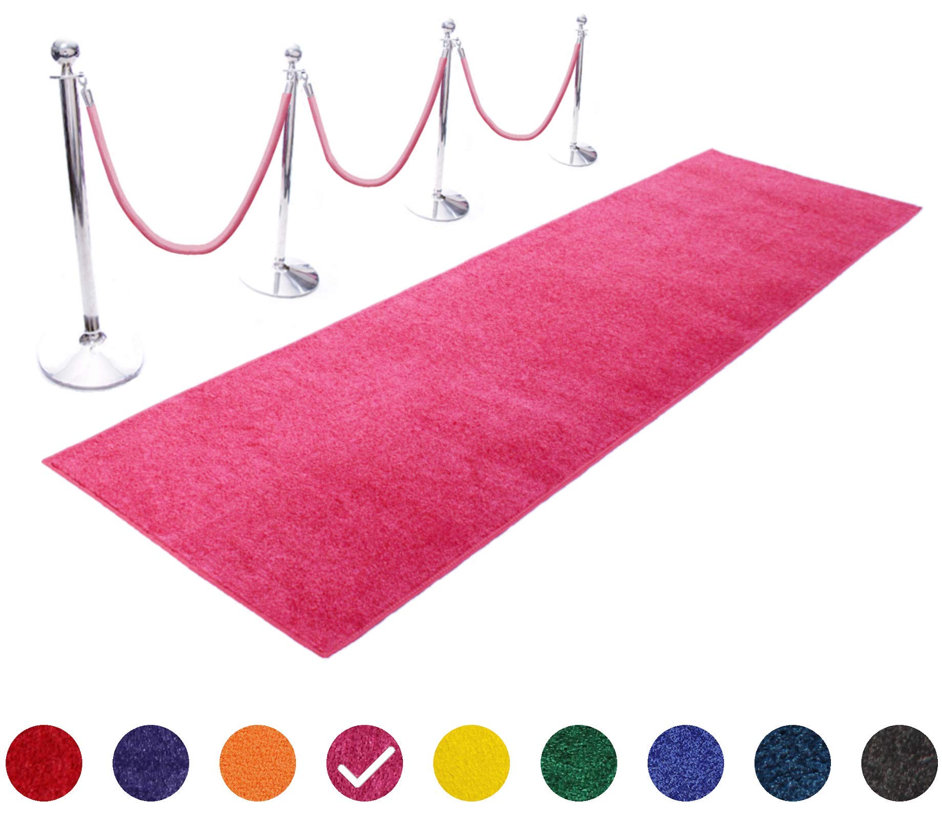 Event Carpet Aisle Runner - Quality Plush Pile Rug with Backing, Binding in Various Sizes (3 X 45 ft, Pink)