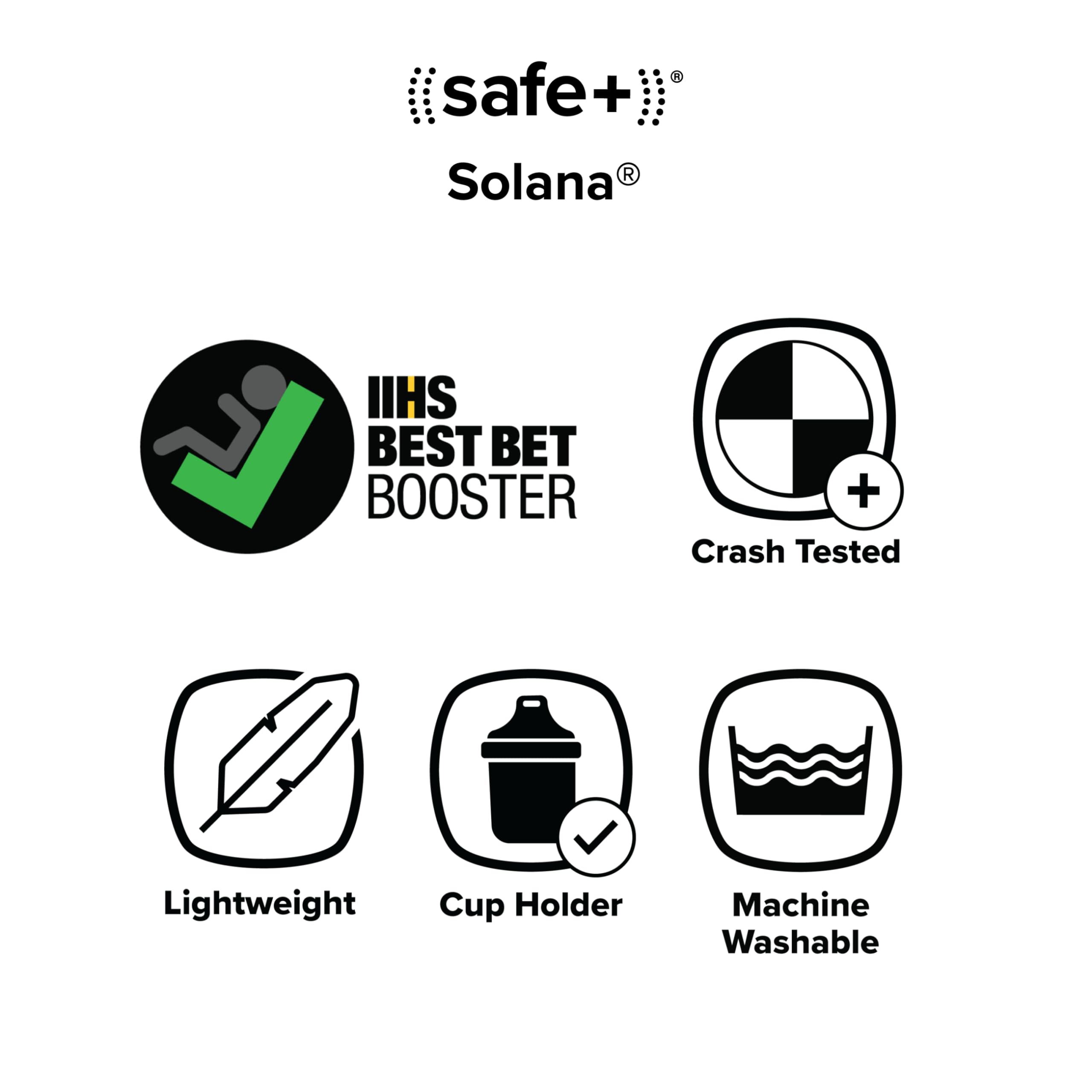 Diono Solana 2022, No Latch, Single Backless Booster Car Seat, Lightweight, Machine Washable Covers, Cup Holders, Pink