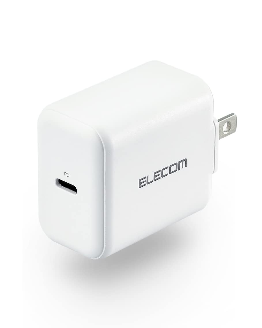 ELECOM USB C Wall Charger 20W Ultra Fast Charging Block, Foldable Plug AC Adapter, Portable Slim Design for iPhone 12/13/14 PRO/PRO MAX, iPad, Mobile Phone, Tablet, Android - White (EC-AC09AWH)
