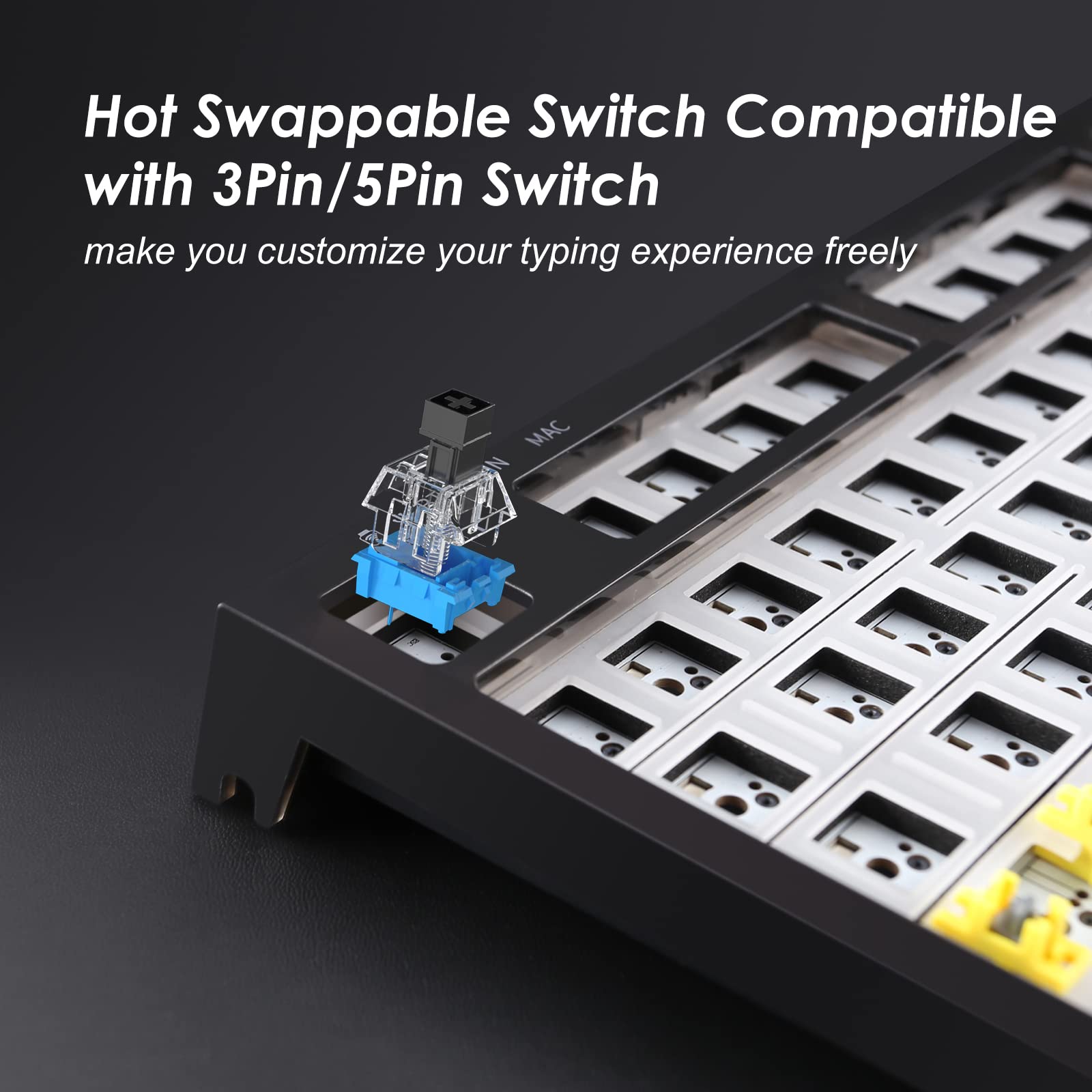 EasySMX Custom Gaming Keyboard, 75% Percent Full Size RGB Modular DIY Mechanical Keyboard, 81 Keys Hot Swappable 3pin/5pin Switch, Programmable Triple Mode Bluetooth/Wired/2.4GHz Wireless Connection