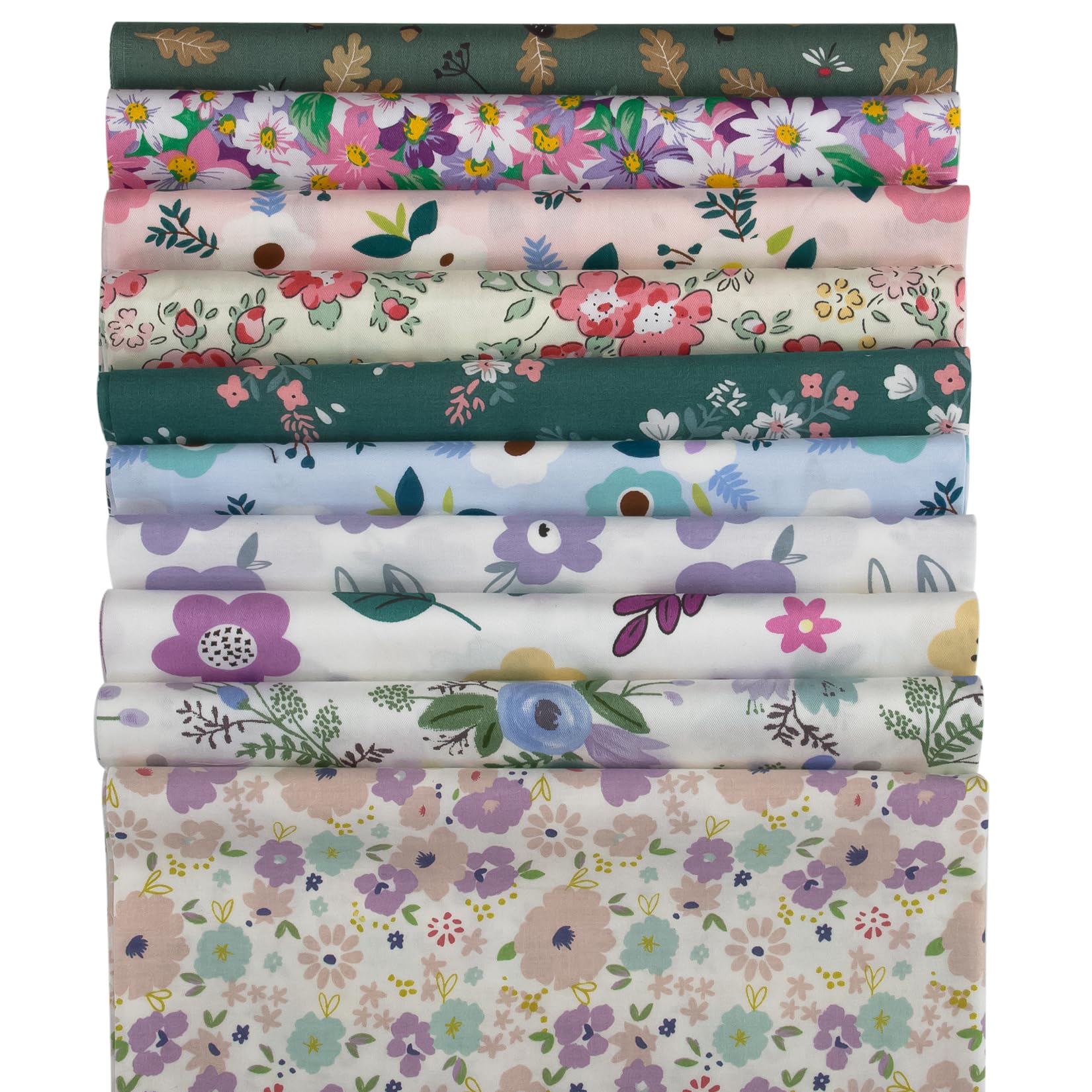 Cotton Quilting Fabric 50 Pcs 10" x 10" Fat Quarters Fabric Bundles Floral Fabric Squares for Quilting, DIY Sewing Project, Patchwork, Misscrafts, Crafting(25cm x 25cm)