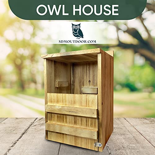 SDMOutdoor North American Screech Owl House, Wooden Owl Nesting Box, Screech Owl, Barn Owl. No Assembly Required Includes All Hardware. Cedar Nesting Box.
