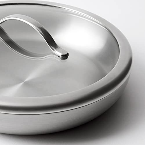 GreenPan X Food 52 Five-Two Essentials, Tri-Ply Stainless Steel 12" Frying Pan Skillet with Lid, PFAS-Free, Multi Clad, Induction, Dishwasher Safe, Oven Safe, Silver