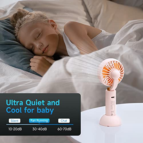 iDEART Portable Handheld Fan, Battery Operated Rechargeable Personal Fan, 3 Speed Personal Desk Table Fan with Base, for Outdoor Activities, Summer Gift for Men Women