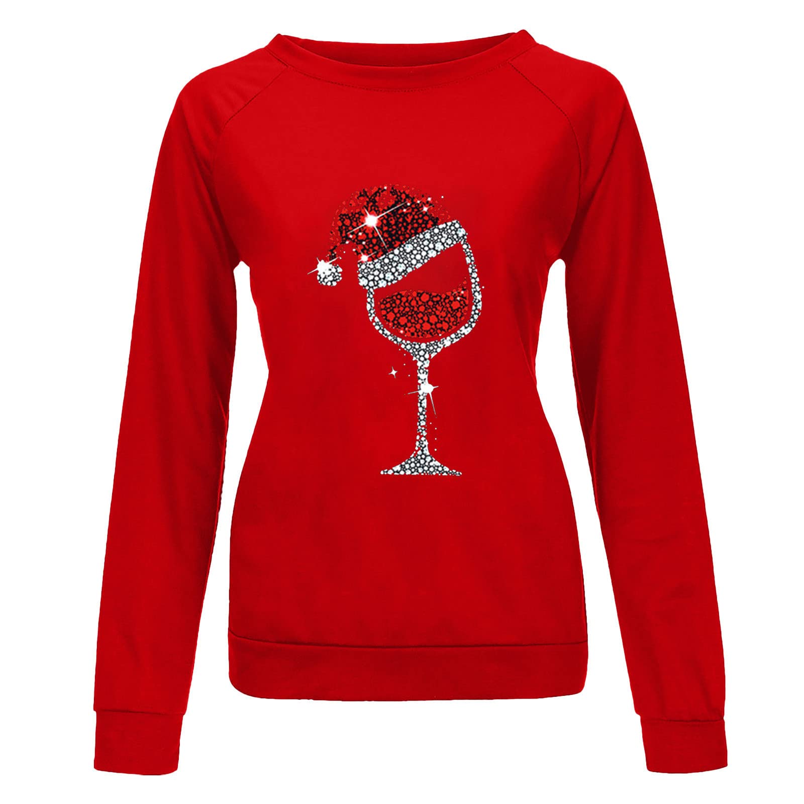 GuangYuan Women Hoodies Pullover Plain Fashion Hoodies Oversized Long Sleeve Tees Flowy All-match Pullovers Christmas Tops Red
