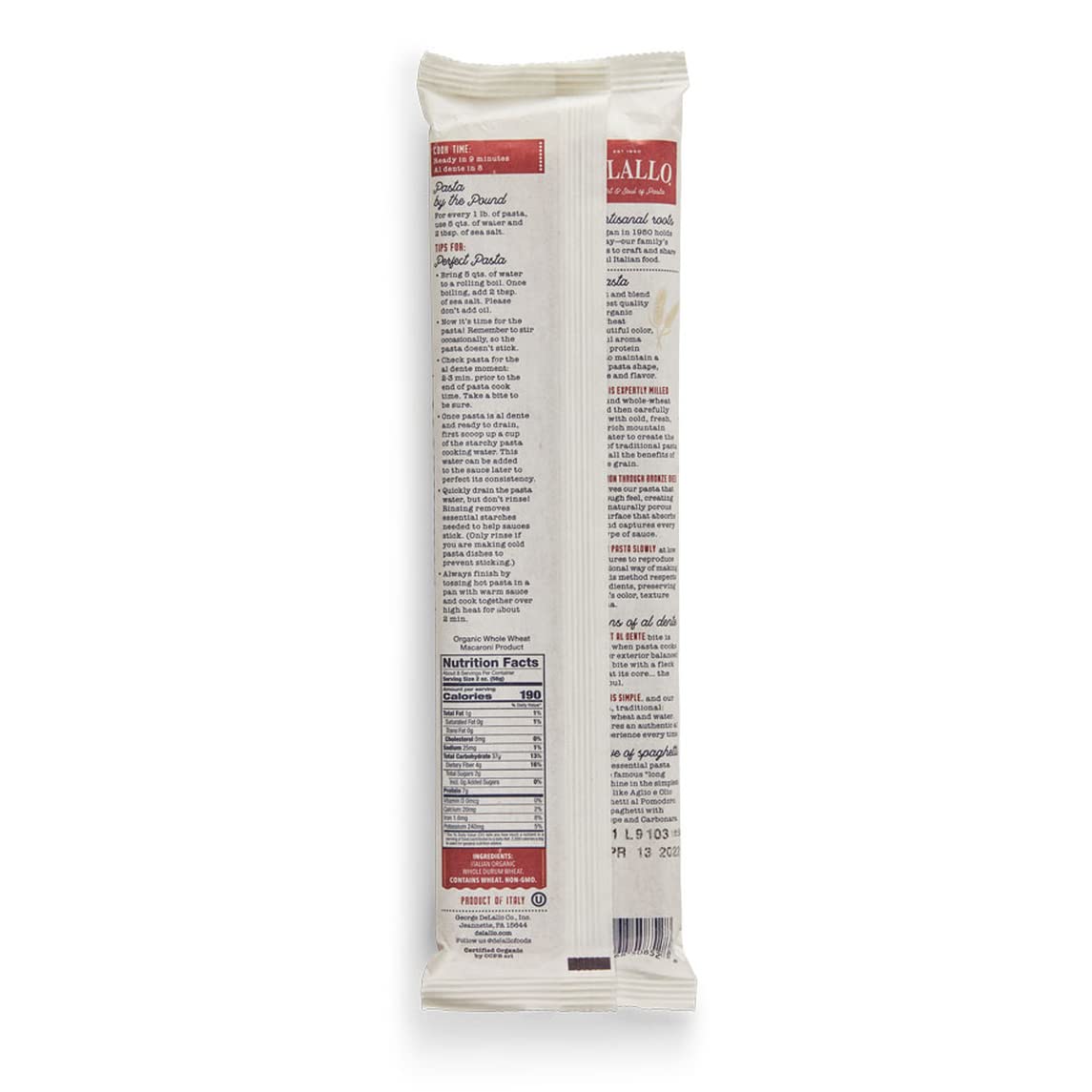DeLallo Whole Wheat Spaghetti #4, 1 Pound (Pack of 16)