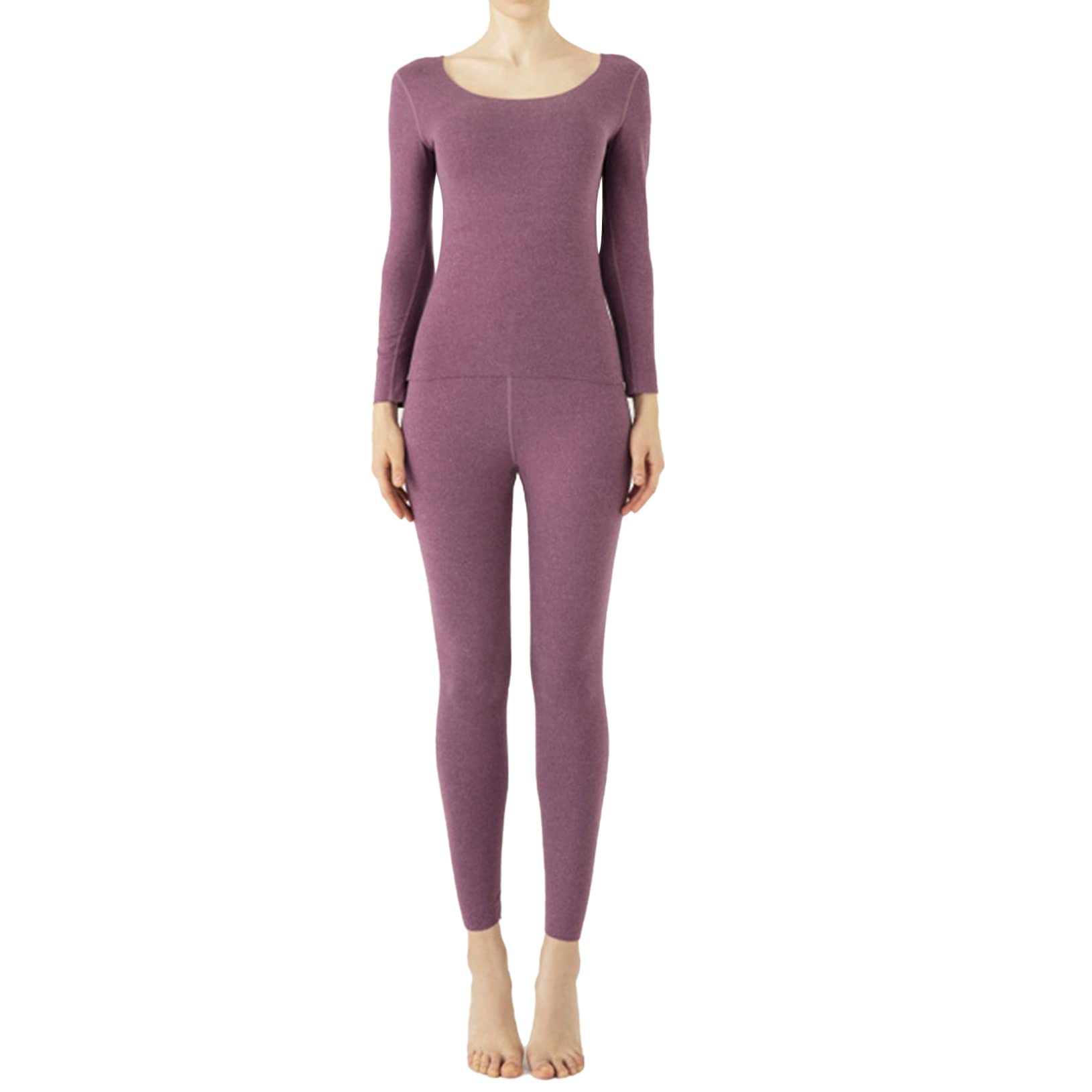Freebily Two-Piece Therma Base Layer for Women Silk Long Underwear Pajama Set Cold Weather Sleepwear Black Small