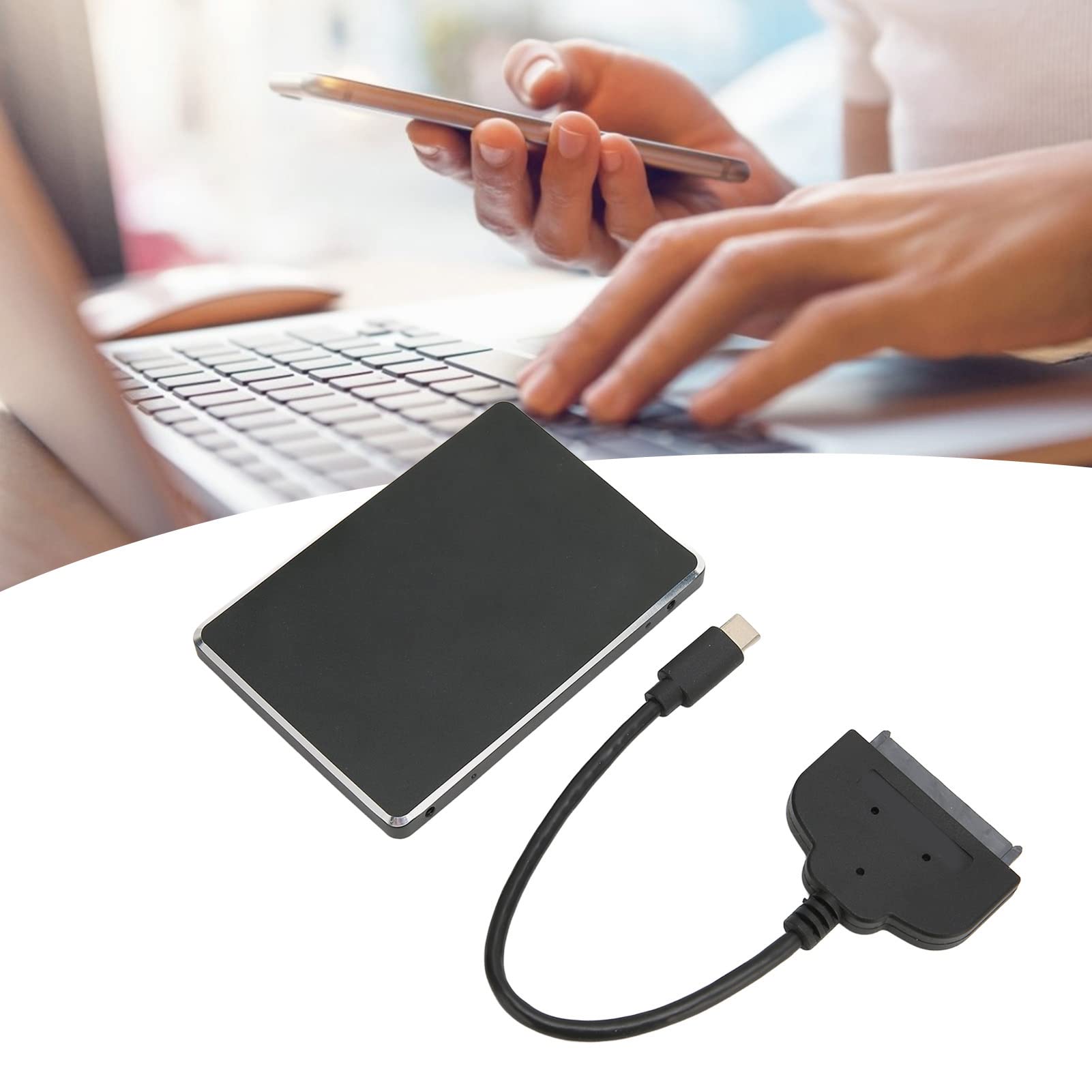 EATC SSD Enclosure, 10Gbps Data Transfer HDD Aluminum SSD Hard Drive Connector for Home Desktop