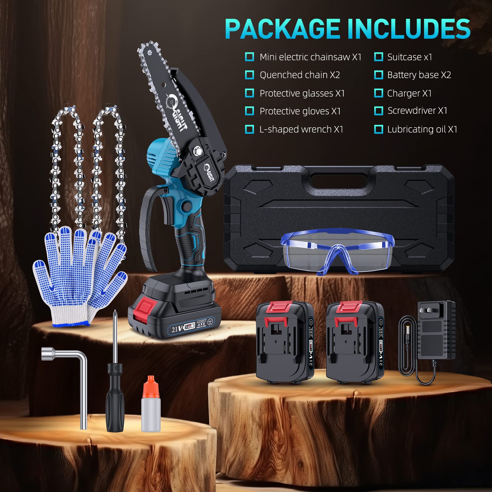 Cordless Mini Chainsaw,Electric Chain Saw With Two Power Batteries,6-Inch Handheld Small Electric Chainsaw for Tree Pruning