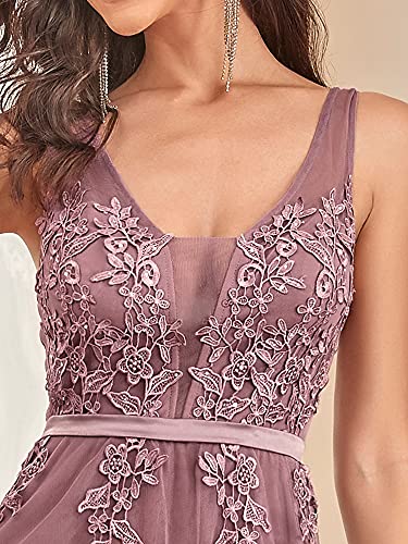 Ever-Pretty Women's A-line Tulle Applique See-Through Lace Formal Dresses Orchid US6