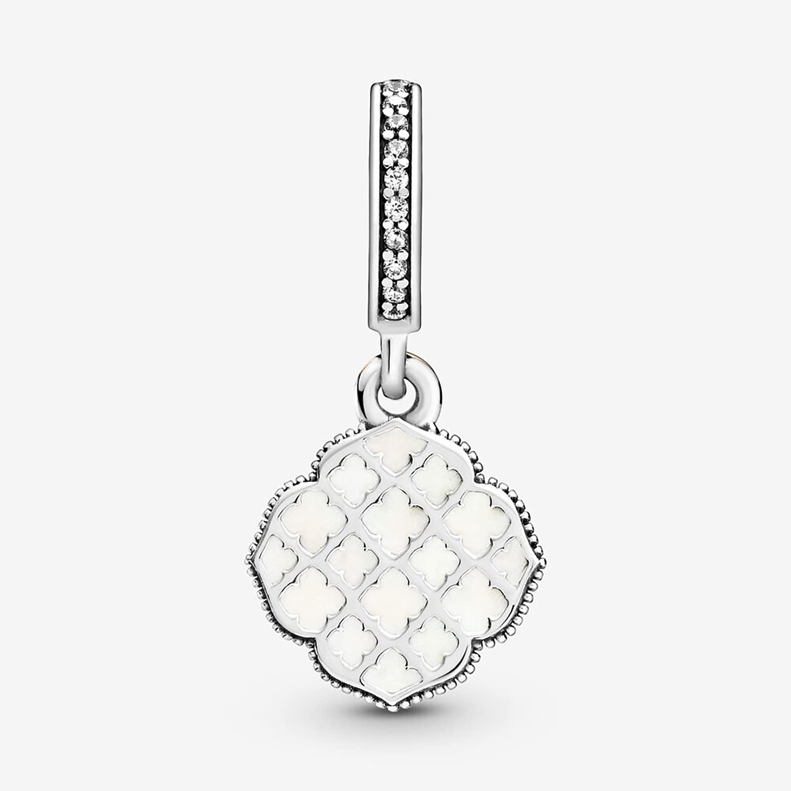 EZ Tuxedo Two-tone Rose Dangle Charms 14K Rose Gold Plated Pendant with Cubic Zirconia for Bracelets