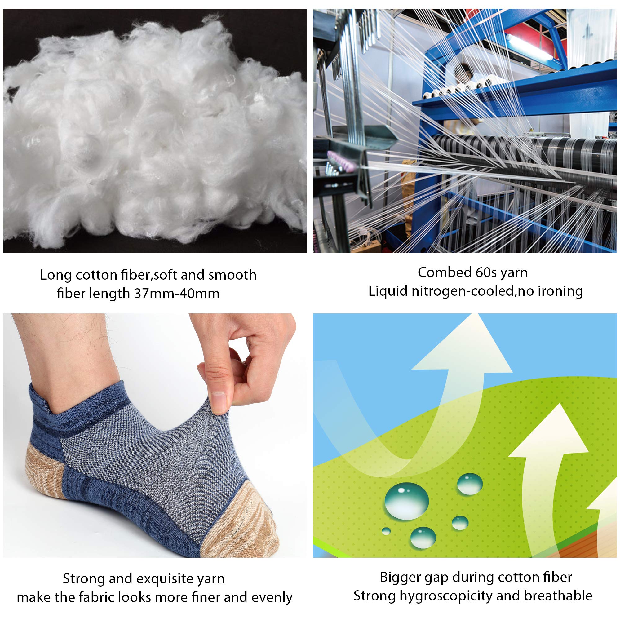 Diravo 6-8 Pairs Mens Athletic Breathable Ankle Socks Non-slid Low Cut Socks Cotton Mesh Top Fresh Ventilation Socks (Multicolor-5)