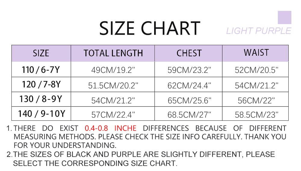 Freemasoner Gymnastics Leotard for Girls Ballet Dance Short Sleeve for 6-12 Years Old Light Purple & Black
