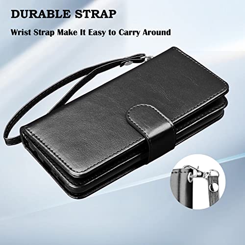 Takfox Galaxy S21 FE 5G Case, for Samsung S21 FE 5G Wallet Case PU Leather Flip Case Cover with Magnetic Closure [9 Card Slots] Card Holder Kickstand for Women Men Folio Detachable Phone Case-Black
