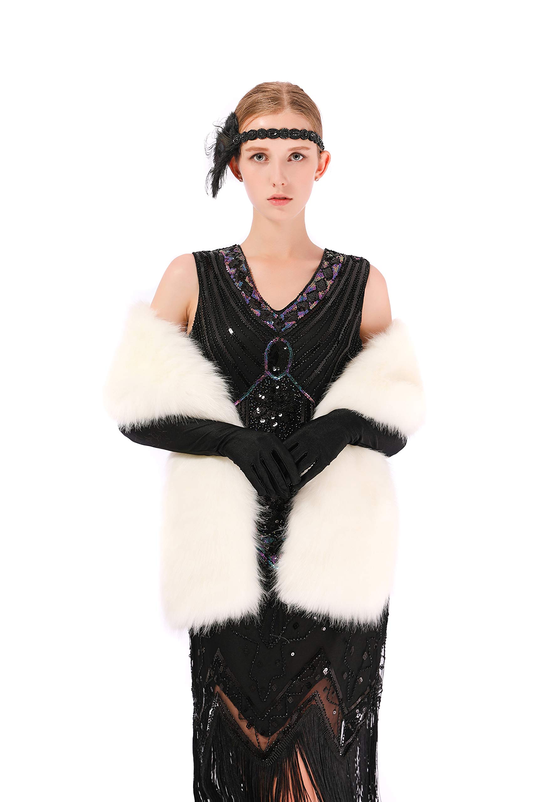 Dikoaina Women's Winter Fake Faux Fur Scarf Wrap Collar Shawl Shrug