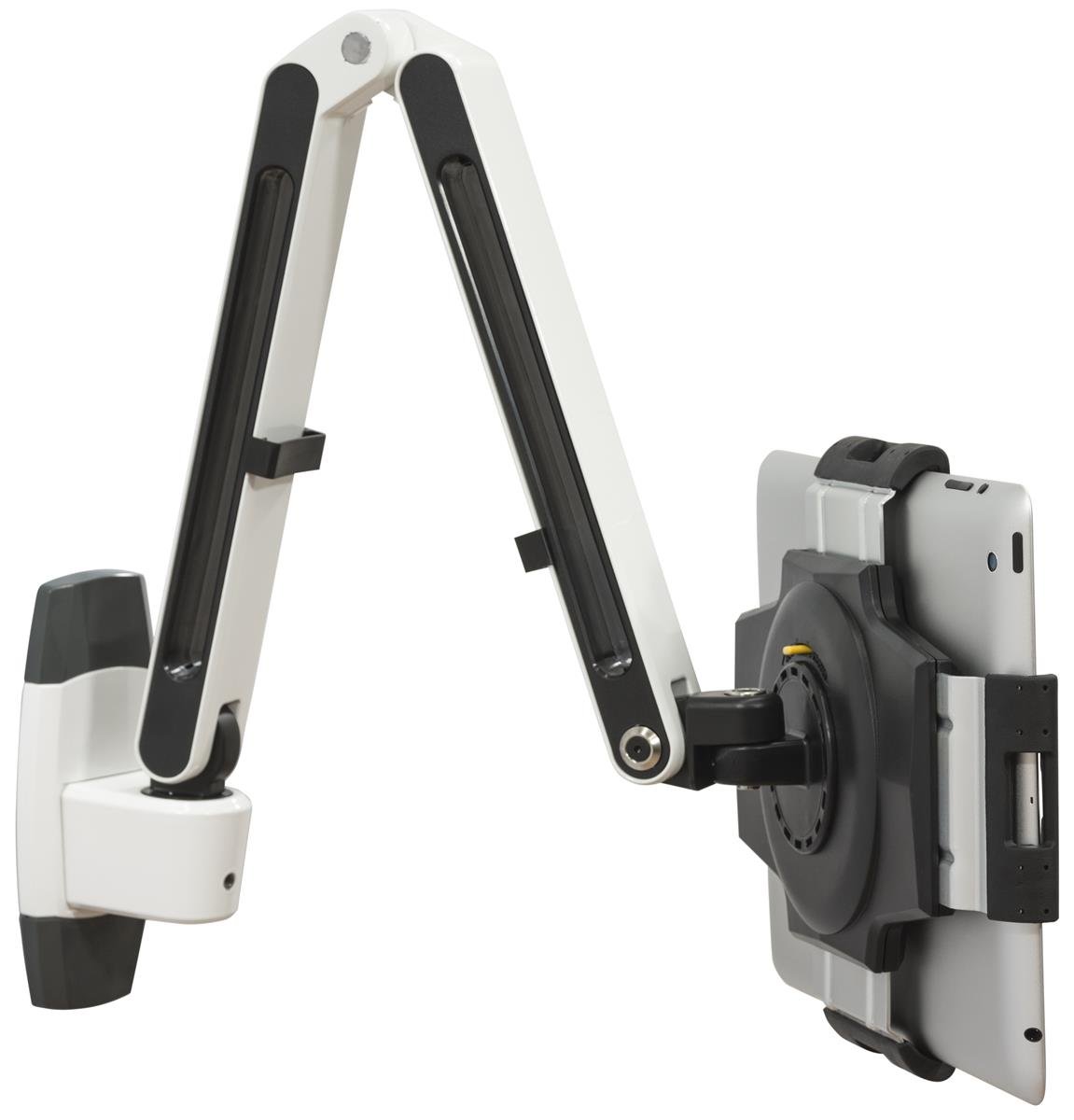Displays2go, Extendable Wall Mounted Tablet Mount, Aluminum Construction β White, Black (IPROFLXWDA)