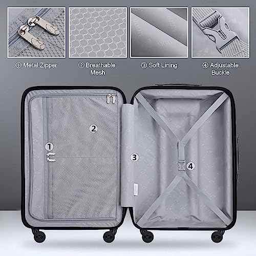 MGOB Carry On Luggage 22x14x9 Airline Approved, PC Hard Suitcases with Spinner Wheels, Lightweight Luggage, TSA Approved, 20 Inch Carry-On, Blue
