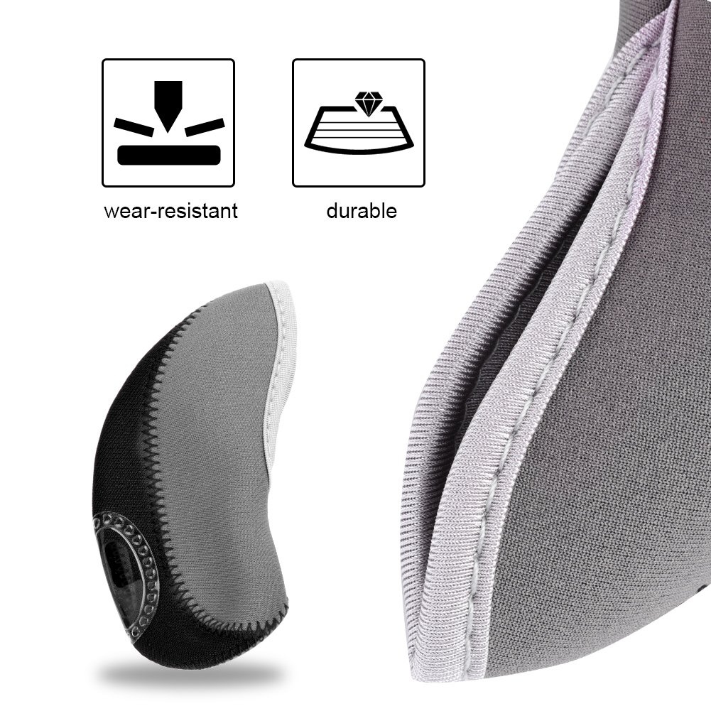 Dilwe 10 Pcs Putter Protector, Wedge Neoprene Iron Head Cover with Zipper Long Neck See Through Window Covers (Gray+Black)