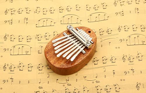 Exotic Nepal Kalimba 8 Keys Thumb Piano with lanyard Portable Mini Piano Musical instruments Good Valentine Gift Finger Piano Gift, 202109, brown