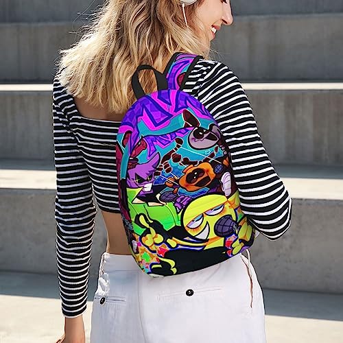 DHOUTSL Canvas Backpacks Friday Night Anime Funkin Laptop Backpack Unisex Multipurpose Double Shoulder Bag for Camping Travle Work Hiking Gifts