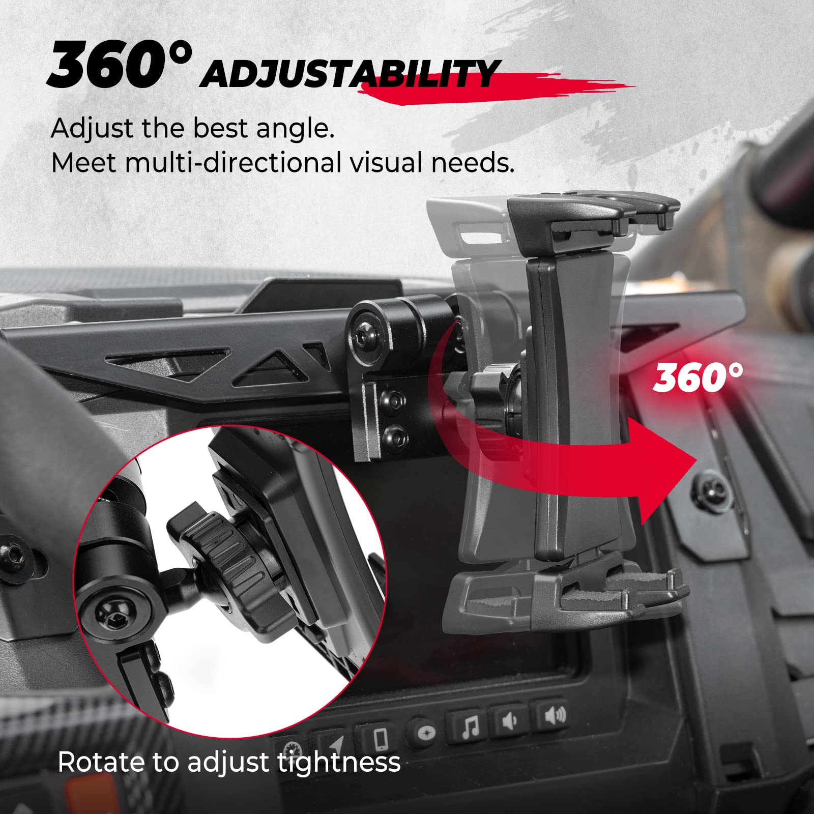 KEMIMOTO PRO XP Electronic Device Mounts, Upgraded Adjustable PRO XP Tablet Mount Metal Tablet Holder Frame and ABS Material GPS Holder Phone Mount Compatible with Polaris 2020-2024 RZR PRO XP/XP4