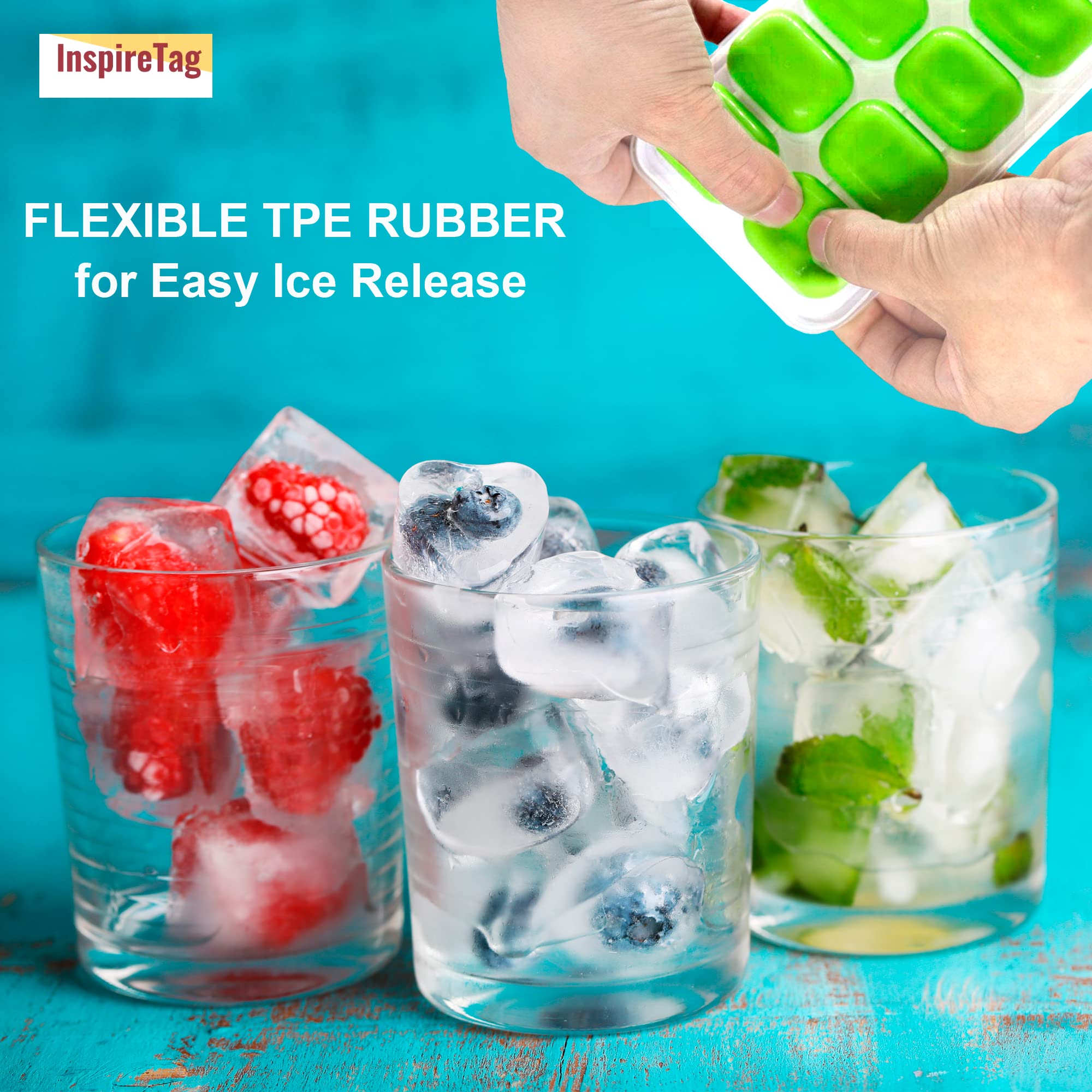 InspireTag Mini Ice Cube Trays 2 Pack, Silicone Crushed Ice Tray for Freezer, Easy Release Small Ice Cube Tray Mini Nuggets, BPA Free Stackable Flexible, Water Bottle Tiny Ice Cube Trays