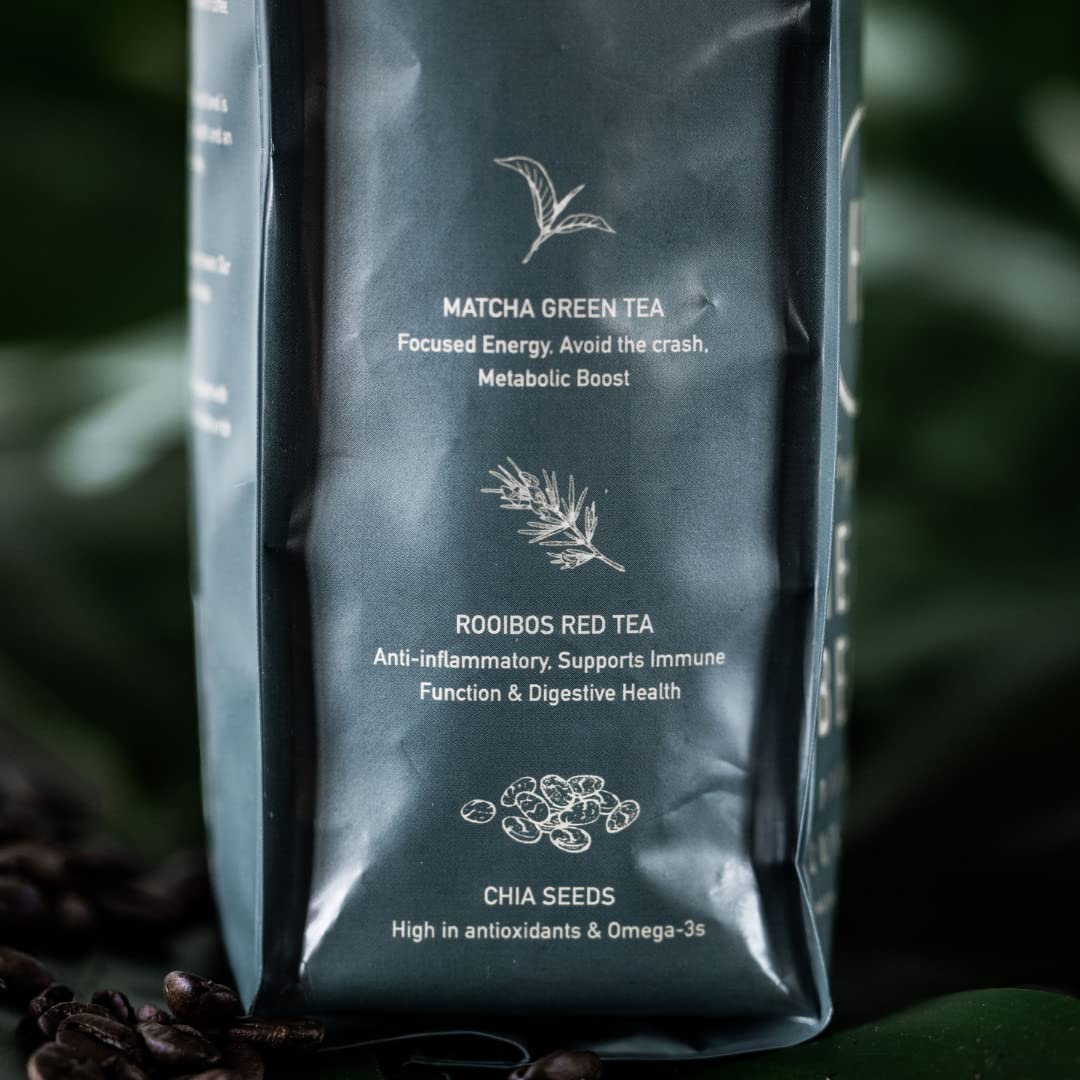 Healthy Bean Coffee - Low Acid Coffee, Superfood Infused Whole Bean Coffee, USDA Organic, Mycotoxin Free, Semi-Dark Roast, 10oz