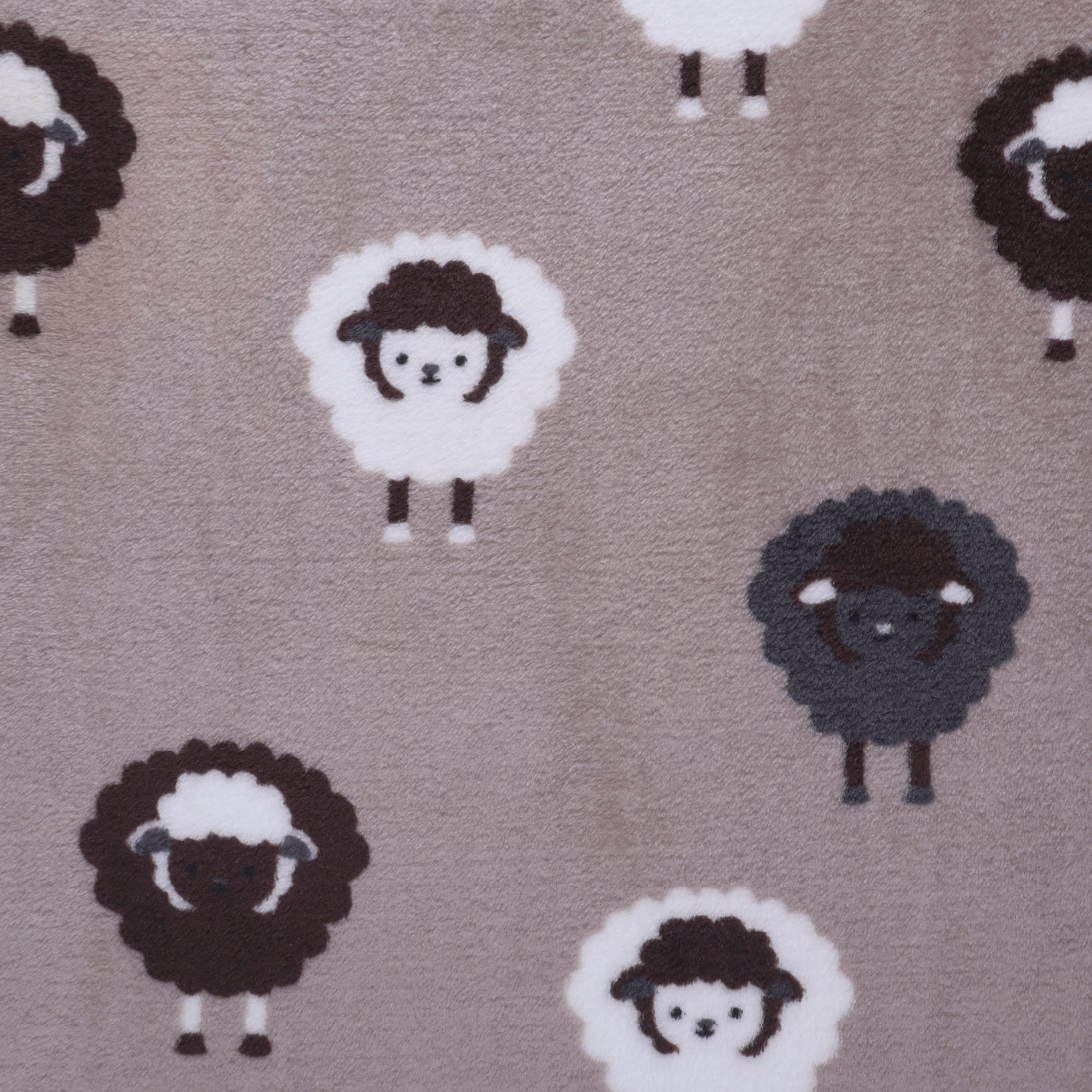 Mook Fabrics Fleece Flannel 2 Sided Sheep, Taupe Cut by The Yard