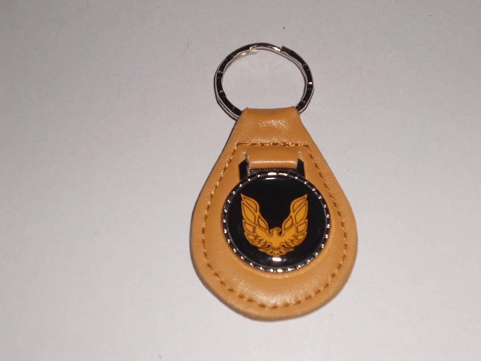 FIREBIRD OR TRANS-AM GOLD BIRD LOGO LEATHER KEYCHAIN - CREAM