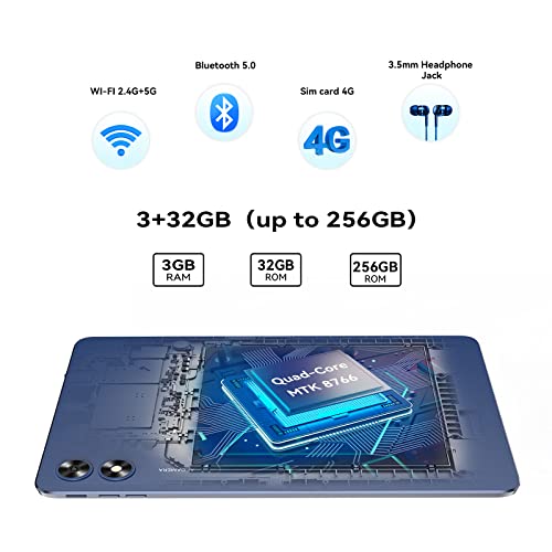 UMIDIGI G3 Tablet PC, 10.1 inch Tablet G3 Tab 3GB +32GB Android 13 6000mAh up to 256GB MT8766 Quad-Core 8MP Rear Camera Face ID Unlocked WiFi +Support Nano-SIM Card +Micro-SD