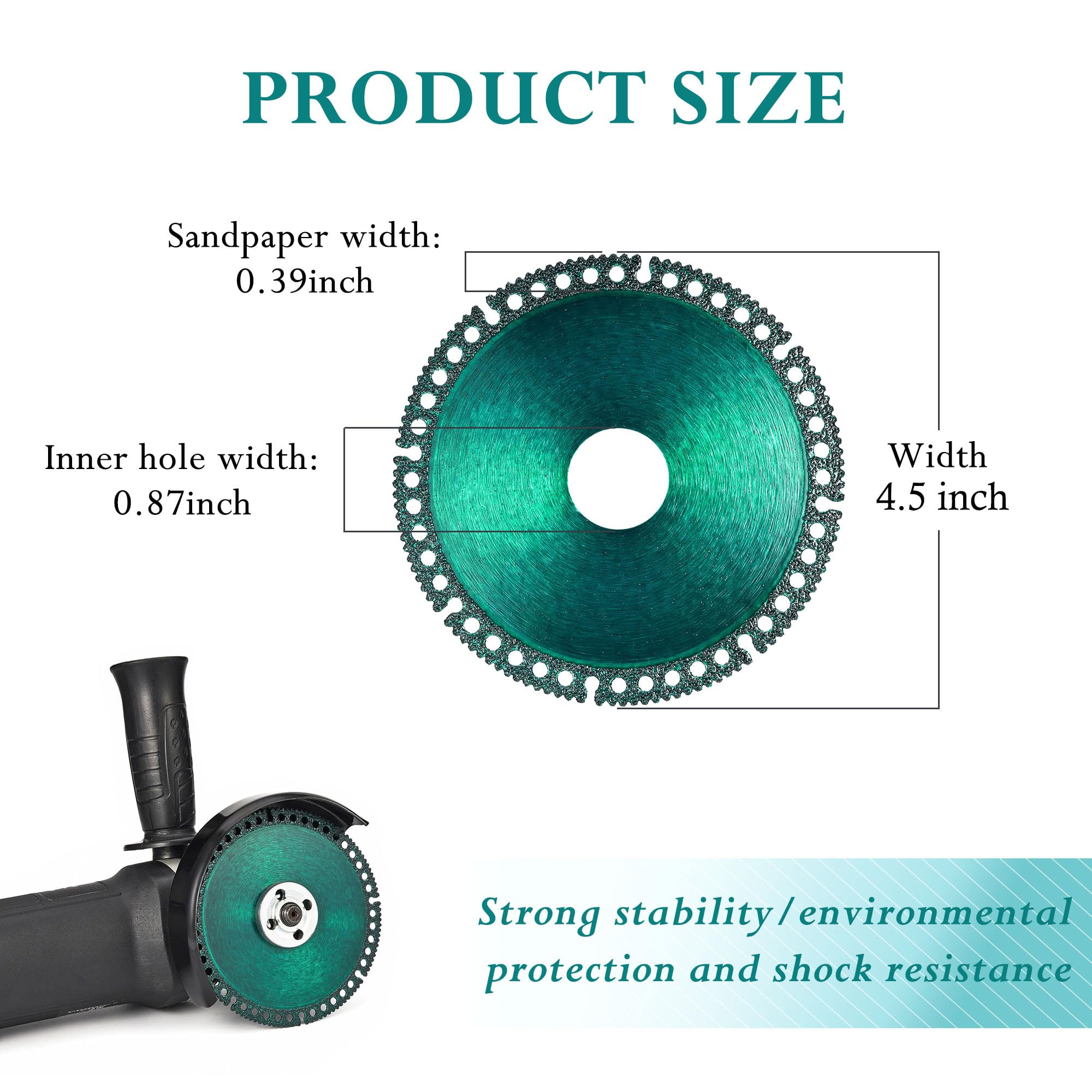 Mornajina 5 Packs 4-1/2" Indestructible Disc for Grinder, Indestructible Grinder Disc for Angle Grinder 7/8" (Model 115/125), Fit Smooth Cutting, Chamfering, Grinding of All Materials (Green)