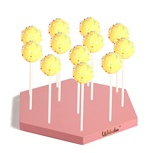 Webake Cake Pop Display Stand, Wood Lollipop Holder 12 Holes Sucker Cake Pop Drying Stand for Weddings Baby Showers Birthday Parties Anniversaries Halloween Candy Decorative