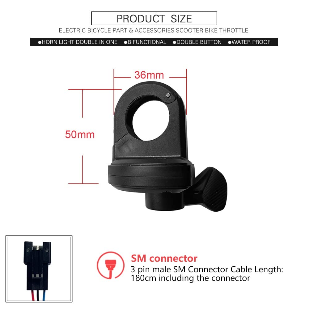 Ebike Accessories TT08/109XR Black Quick Thumb Throttle SM Connector 3-pin 22.5inch Grip Bicycle Conversion kit Parts