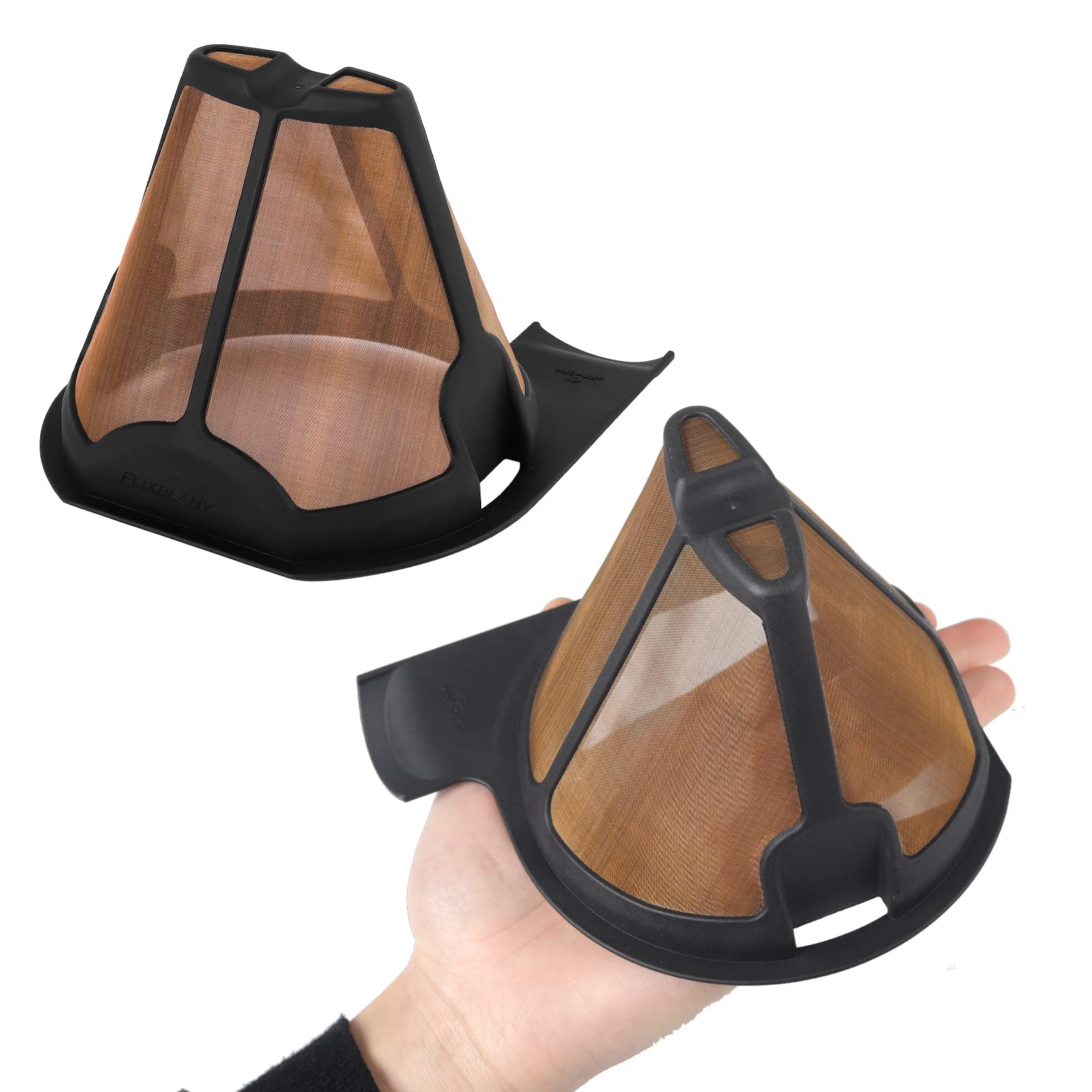 FLIXBLANY 2 Pack Cone Reusable Coffee Filters Reusable Coffee Filters Replace for Ninja Coffee Bar Machines CF09X Series Models Permanent Replacement Reusable Coffee Filter Basket (2)