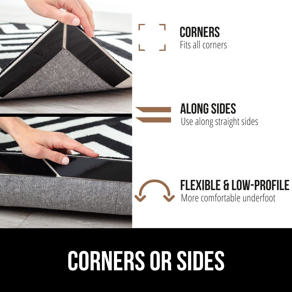 Gorilla Grip Antifatigue Mat and Rug Grippers, Rug Grippers Set of 8, No Curl Grippers or Side Bunch, Kitchen Floor Mat Size 39x20 in Black, Thick Ergonomic Standing Office Desk Mat, 2 Item Bundle