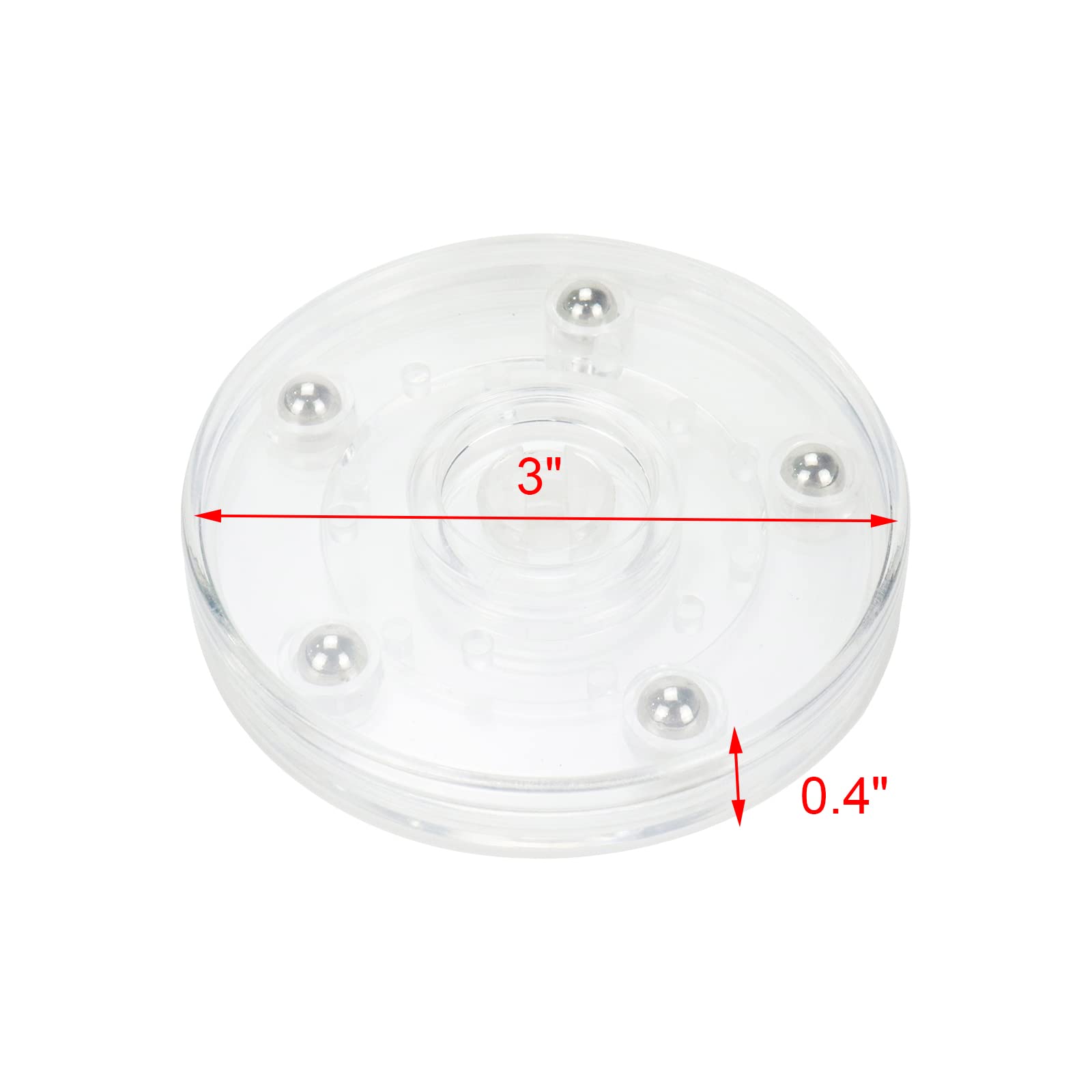 Geesatis 4 Pcs Tiny Lazy Susan 3 inch Acrylic Turntable Organizer Bearings Round Swivel Plate, Smooth Swivel Plate for Kitchen Base Turn Dining Table, Clear