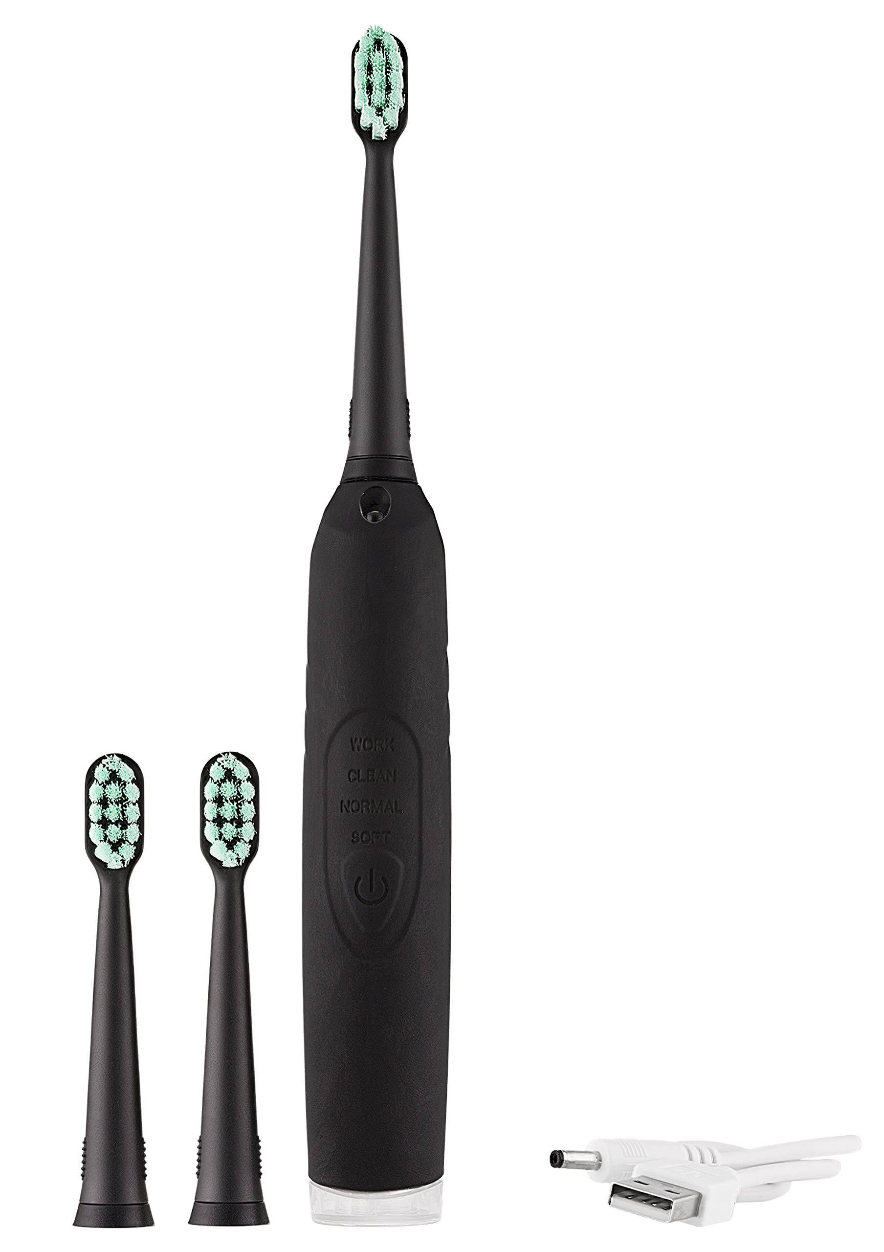 Oral Basics Sonic Electric Toothbrush with 2 Replacement Brush Heads, USB Rechargeable
