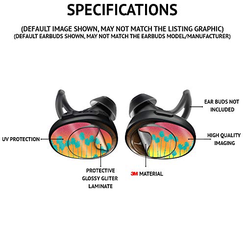MightySkins Glossy Glitter Skin Compatible with Bose QuietComfort Earbuds II (2022) - Peace Smile | Protective, Durable High-Gloss Glitter Finish | Easy to Apply and Change Styles | Made in The USA