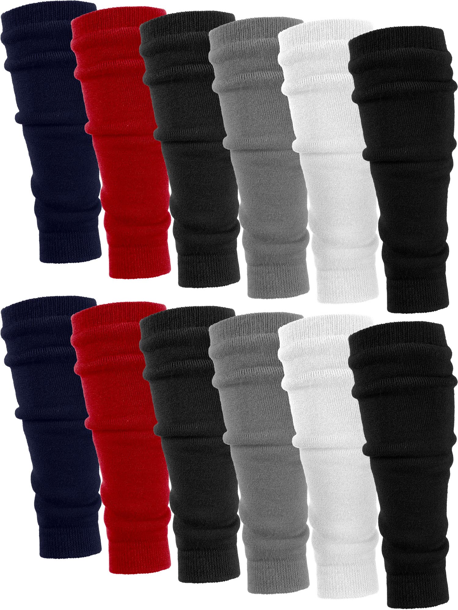 Foaincore 12 Pairs Leg Warmers for Women 80's Knit Cute Ankle Warmers Ribbed Long Boot Socks for Winter Dance Party Sports Outdoor Indoor, 6 Colors